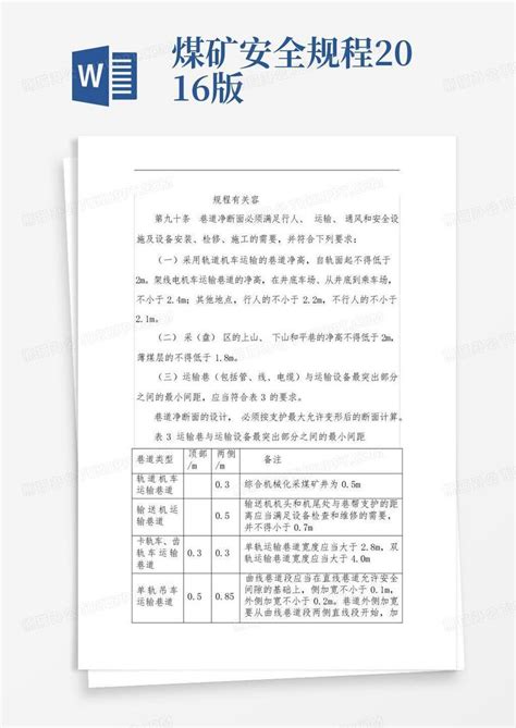 煤矿安全规程2016版word模板下载编号ldoedrom熊猫办公