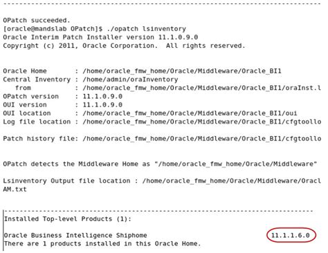 Discovering Version Numbers For Oracle Products Using Opatch