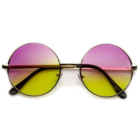 Mid Sized Metal Lennon Style Color Tinted Round Sunglasses Sunglassla