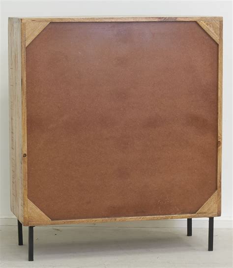Commode 2 portes 4 tiroirs en manguier naturel et teinté noir DAMIER