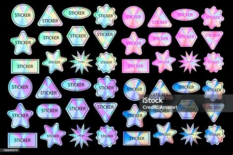 홀로그램 품질 스티커 세트 기하학적 모양 홀로그램 레이블 보증 배지 무지개 인증서 씰 벡터 모던 트렌드 디자인 0명에 대한 스톡 벡터 아트 및 기타 이미지 Istock