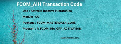 FCOM AIH SAP Tcode For Activate Inactive Hierarchies