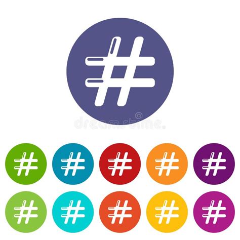 Hashtag Number Sign Vector Color Icons Set Stock Vector Illustration