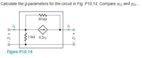 solved calculate the g parameters for the circuit in fig