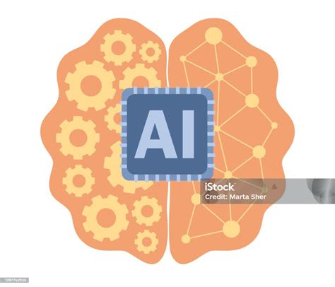 Ai 아이콘입니다 인공지능 신경망 회로 기판이있는 디지털 두뇌 사이버네틱스 미래공학 로봇 공학 머신러닝 분석 정보 벡터 플랫