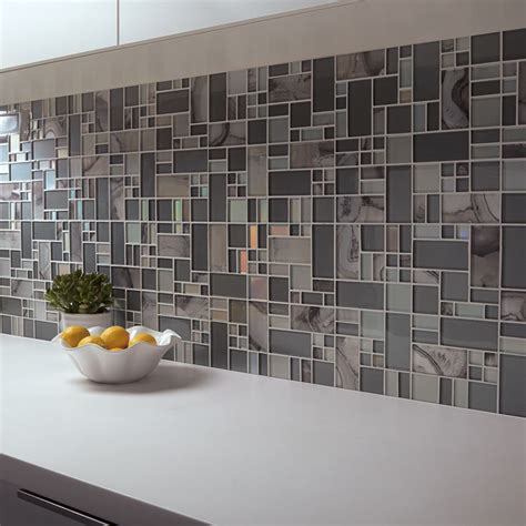 Allen Roth Volcanic Laser Cubes 12 In X 12 In Glossy Glass Wall Tile