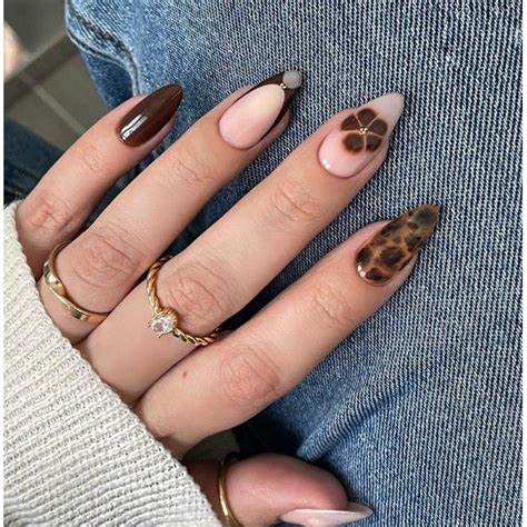 Pointed Almond Fake Nails With Glue French Leopard False Nails Press On