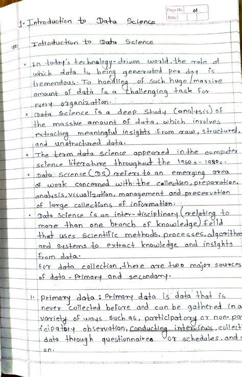 Intro To Data Science Page No Ol Date 1lntroduction T Data Seience