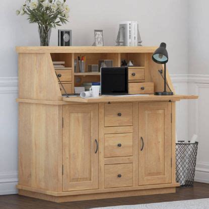 Jasper Rustic Solid Wood Drop Front Home Office Secretary Desk