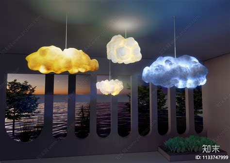 现代云朵吊灯su模型下载【id1133747999】知末su模型网
