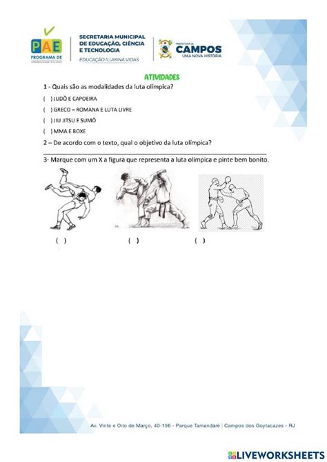 Atividades Sobre Lutas Educação Fisica