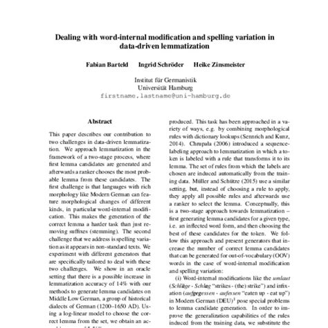 Dealing With Word Internal Modification And Spelling Variation In Data