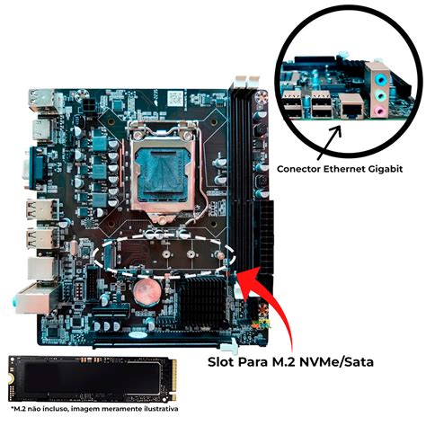 Placa Mãe Soquete 1155 H61 DDR3 Slot Para SSD M2 PCi Express e