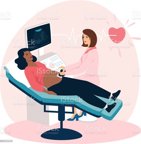 Pregnant Woman Is At The Ultrasound Screening Doctor And Client Future