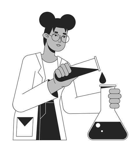 scientist conducts experiment bw concept vector spot illustration