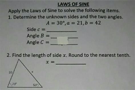 Solved Laws Of Sine Apply The Laws Of Sine To Solve The Following
