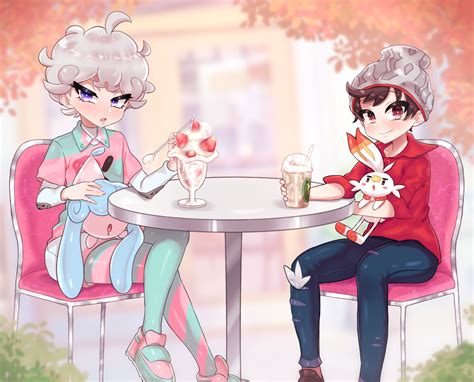 Scorbunny Victor Bede And Hatenna Pokemon And 1 More Drawn By
