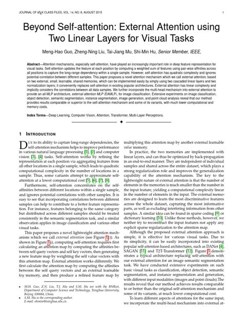 Beyond Self Attention External Attention Using Two Linear Layers For
