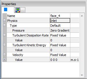 OpenFOAM Inlet Properties Panel Symscape