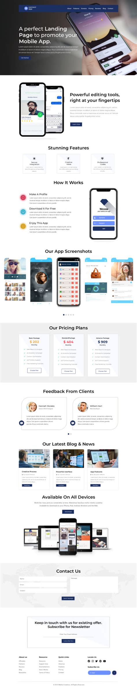Connectapp Free Mobile App Landing Page Template