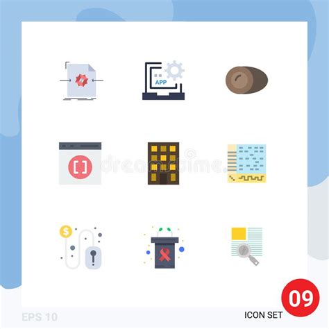 Modern Set Of 9 Flat Colors Pictograph Of Building Develop