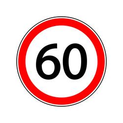 Speed limit traffic sign 60 Royalty Free Vector Image