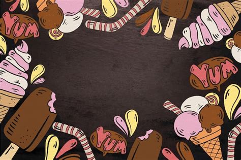 Free Vector Hand Drawn Ice Cream Blackboard Background