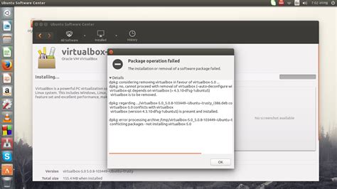 Virtualbox Package Operation Failed In Ubuntu Software Center Ask Ubuntu