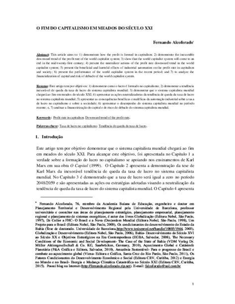Pdf O Fim Do Capitalismo Em Meados Do SÉculo Xxi