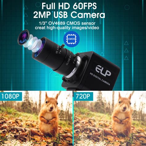 ELP High Speed 1080P 60fps 720P 120fps 360P 260fps USB Camera UVC OV4689 CMOS USB Webcam With 5