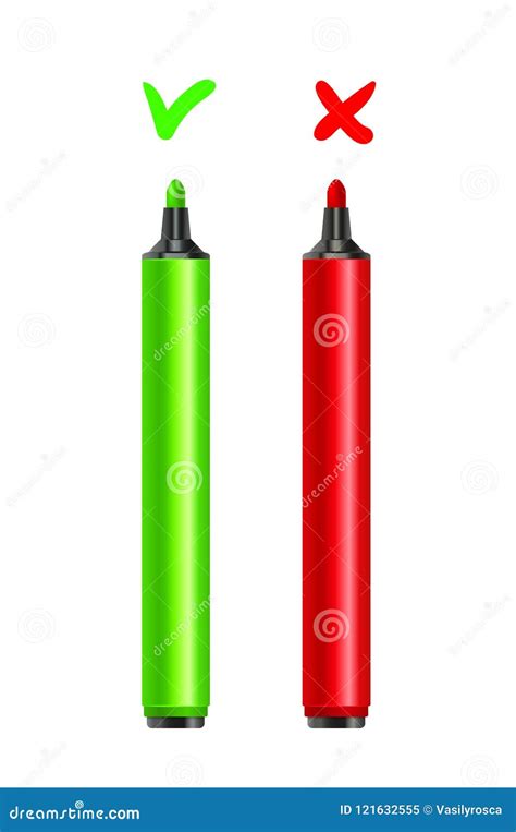Marker Pen With Cross And Check Mark Select Vote Choice Signs Checkbox