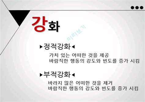 강화와 처벌을 적용한 대처방안정적강화부적강화인문사회레포트