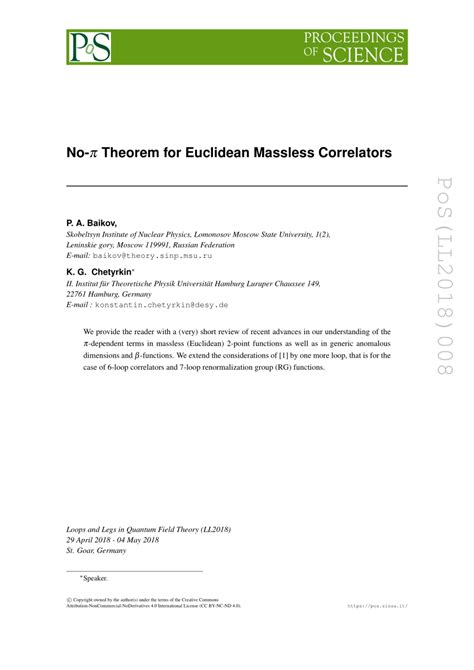 Pdf No Pi Theorem For Euclidean Massless Correlators