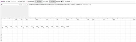 cell column letter into row r excel