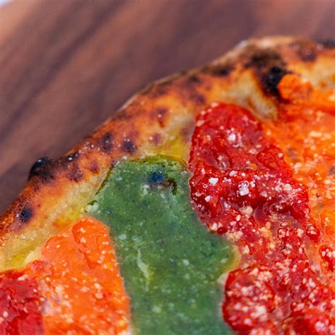 Sourdough Pizza W Tomato Basil Pesto And Vodka Sauce On Top Rpizza