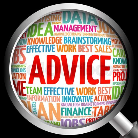 Advice Word Cloud With Magnifying Glass Stock Image Colourbox