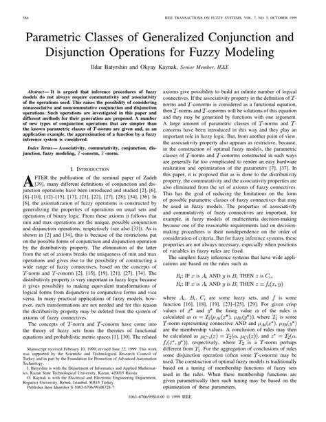 pdf parametric classes of generalized conjunction and disjunction for