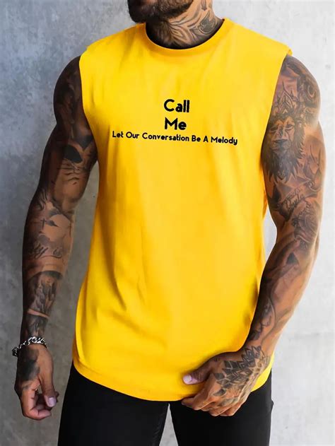 Plus Size Letter Pattern Print Mens Graphic Design Tank Top Temu Canada