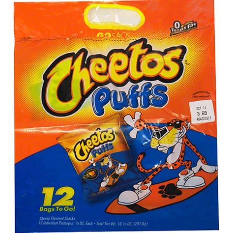 Cheetos Cheese Flavored Snacks Puffs 12 Individual Packages Cheese