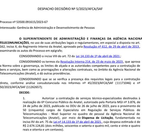 ANATEL Define Cebraspe Como Banca De Seu Concurso Veja