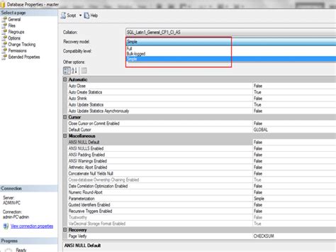 How To View Or Change The Recovery Model Of Sql Database Databases