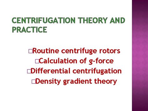 Centrifugation Theory And Practice Routine Centrifuge Rotors Calculation