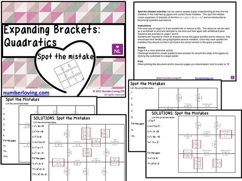 Expanding Binomials Quadratics Gcse 9 1 Spot The Mistakes Teaching
