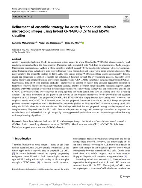 PDF Refinement Of Ensemble Strategy For Acute Lymphoblastic Leukemia Microscopic Images Using