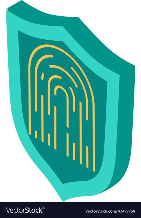 Fingerprint Shield Isometric Composition Vector Image