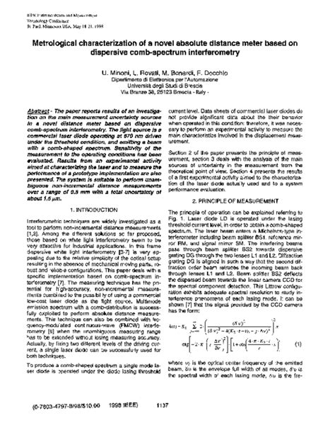 pdf metrological characterization of a novel absolute distance meter