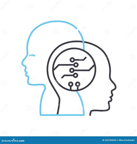 Digital Twim Line Icon Outline Symbol Vector Illustration Concept