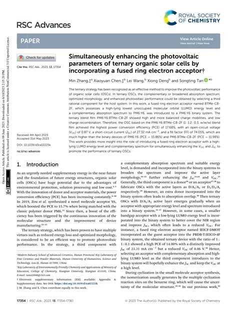 Pdf Simultaneously Enhancing The Photovoltaic Parameters Of Ternary Organic Solar Cells By