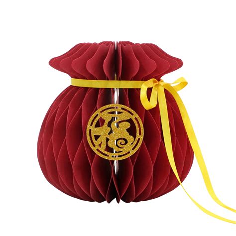 Red 2024 Chinese Honeycomb Paper Table Centerpieces Good Luck Ornament