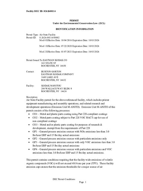Fillable Online Air State Facility Permit For The Above Referenced